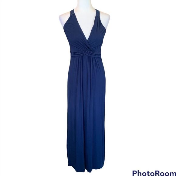 Gilli | Dresses | Gillyblue Sleeveless Plunge Neck Maxi Dress ...